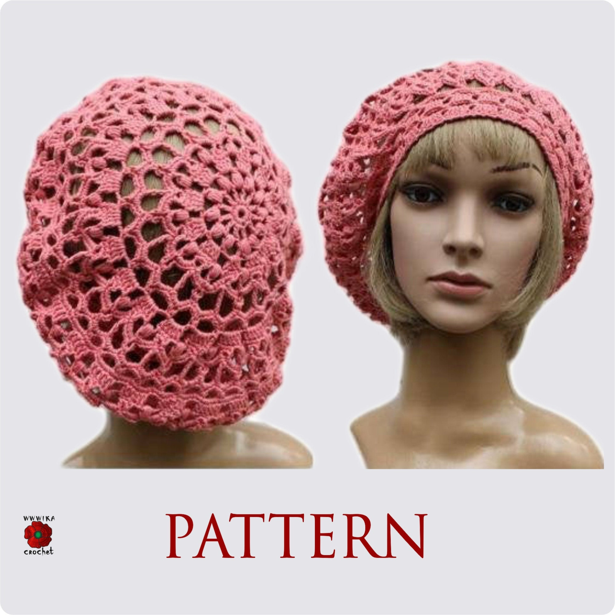 Women's hat pattern Crochet hat patterns spring hat Lace crochet beret