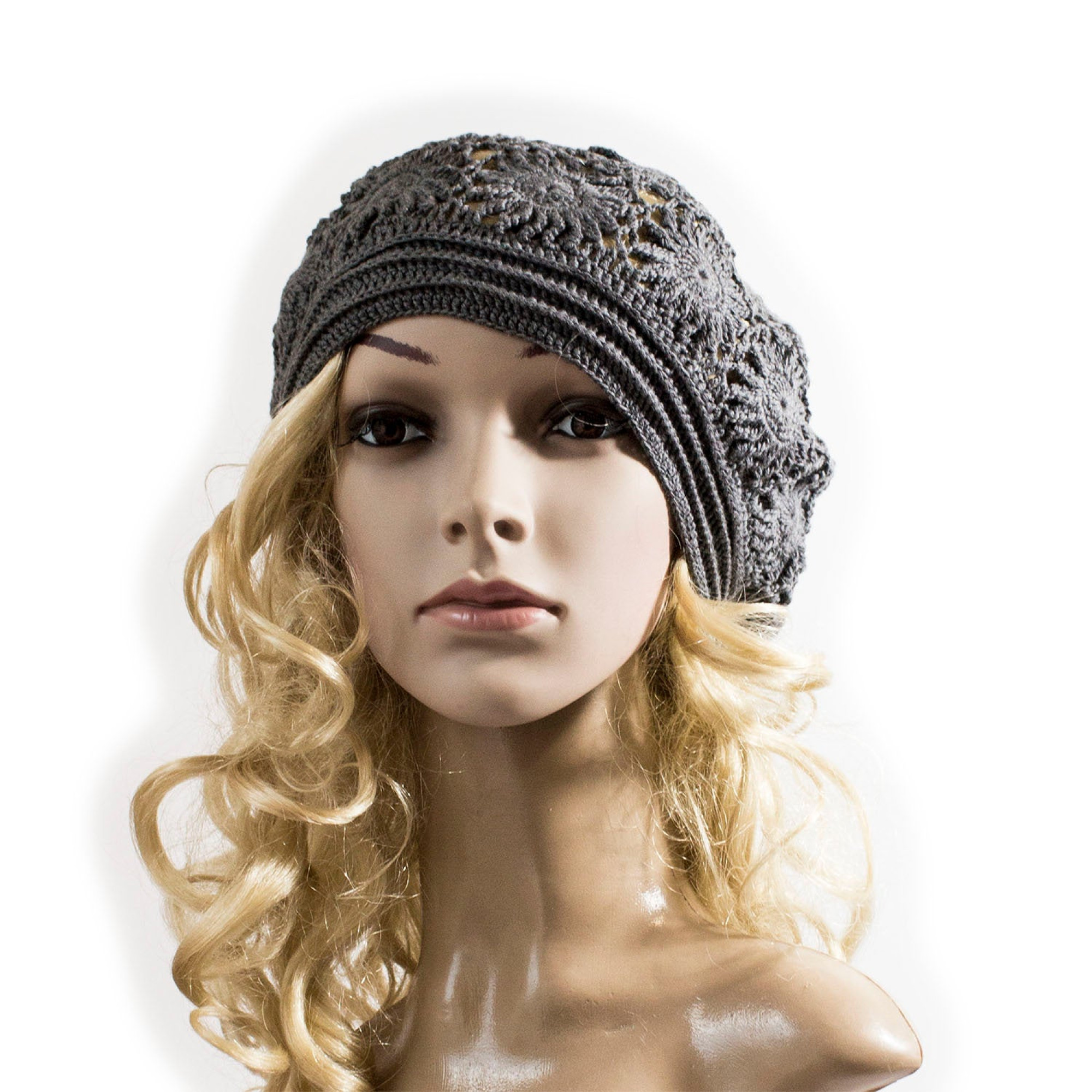 Crochet hat pattern Women's beret pattern Small, Medium, Large sizes