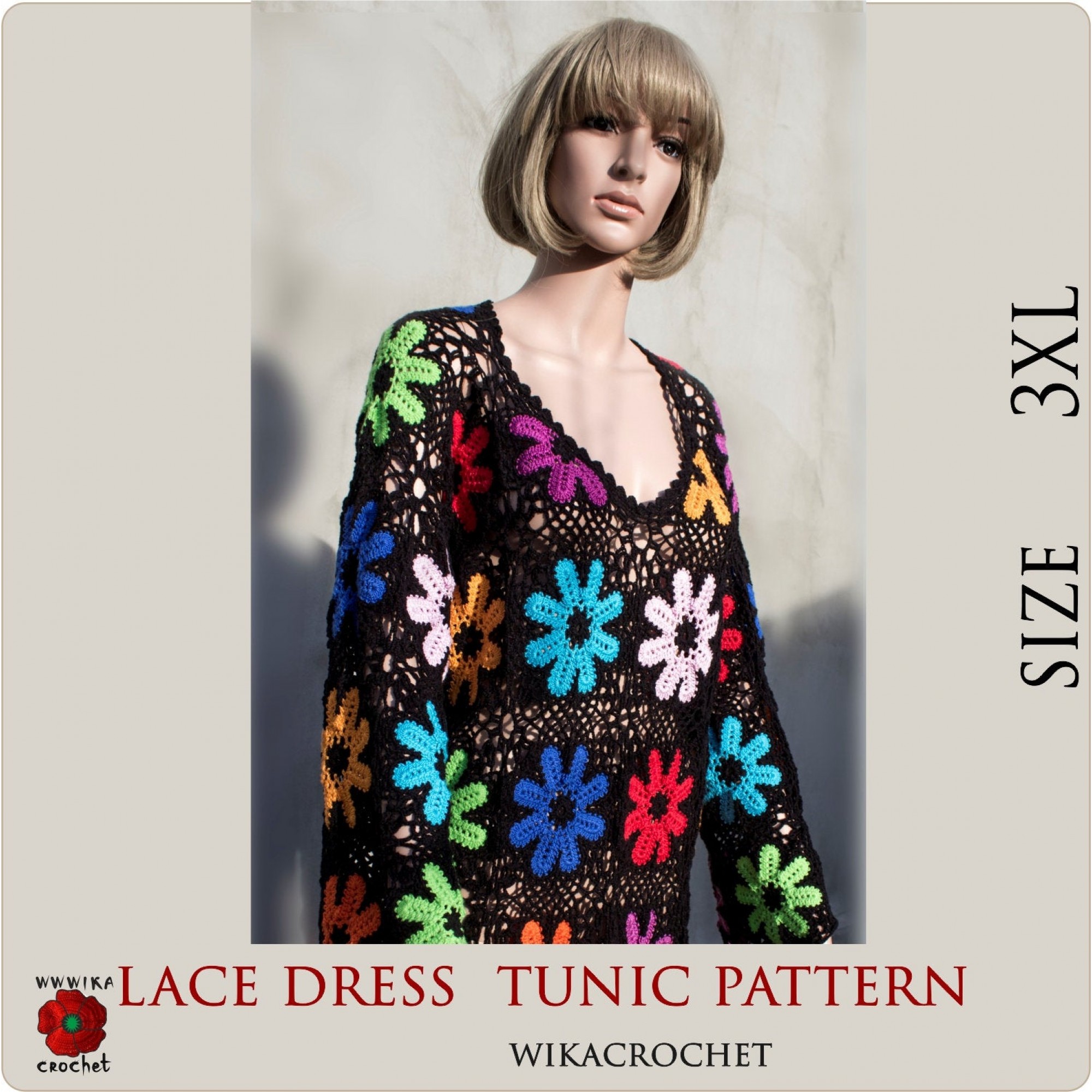 Crochet dress pattern Long sleeve tunic, Crochet beach tunic plus size ...