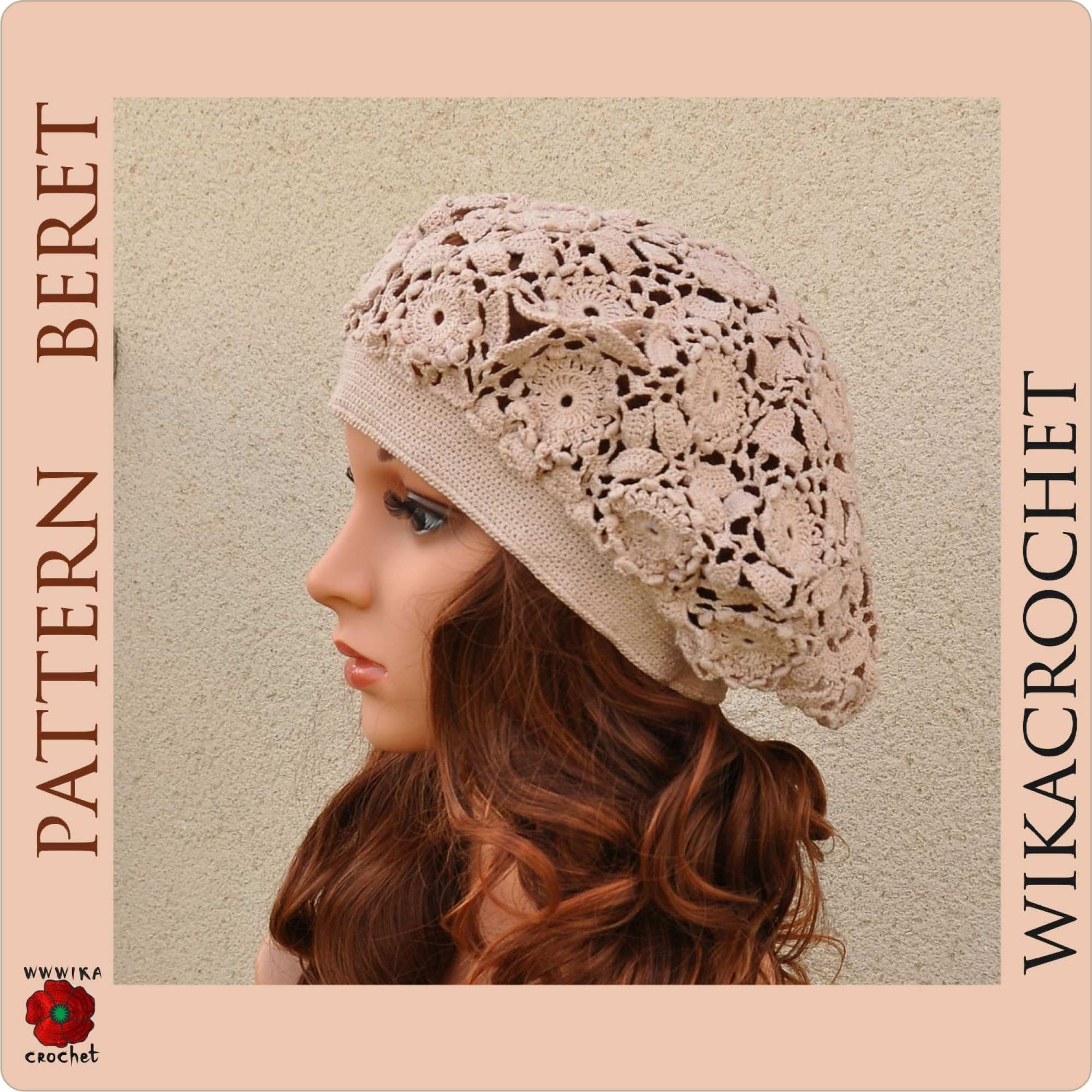 Women's hat patterns Crochet hat pattern cotton beret boho style