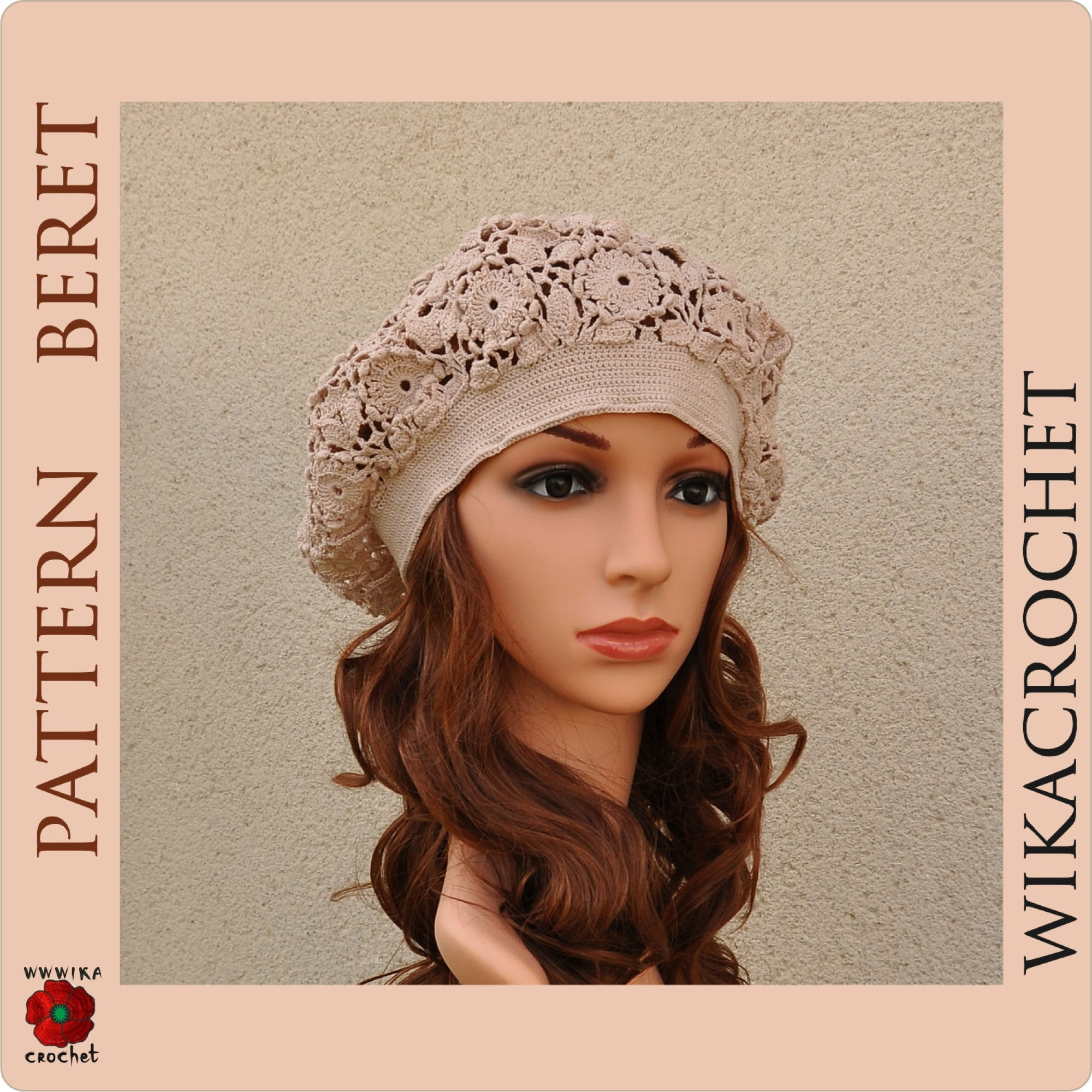Women's hat patterns Crochet hat pattern cotton beret boho style