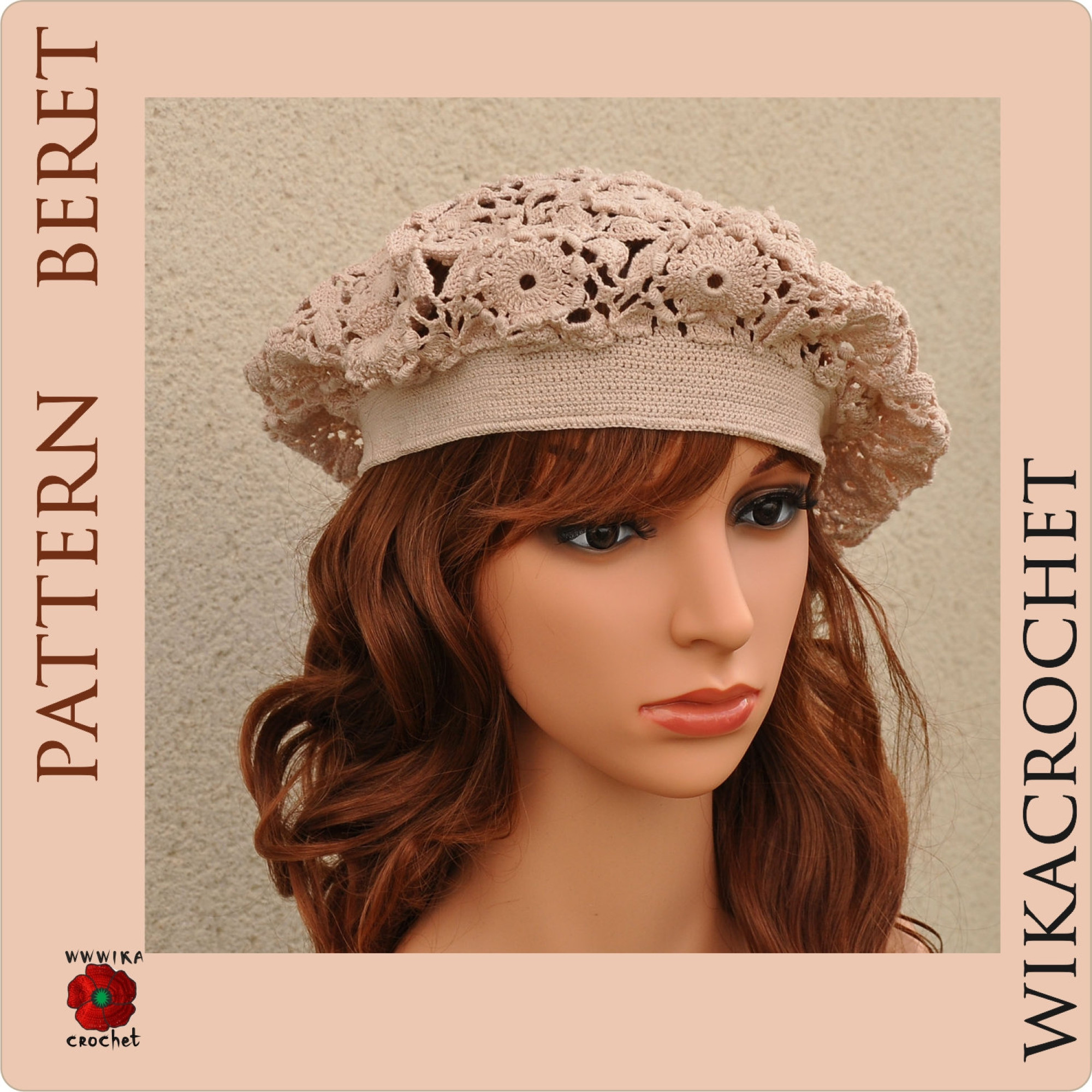 Women's hat patterns Crochet hat pattern cotton beret boho style