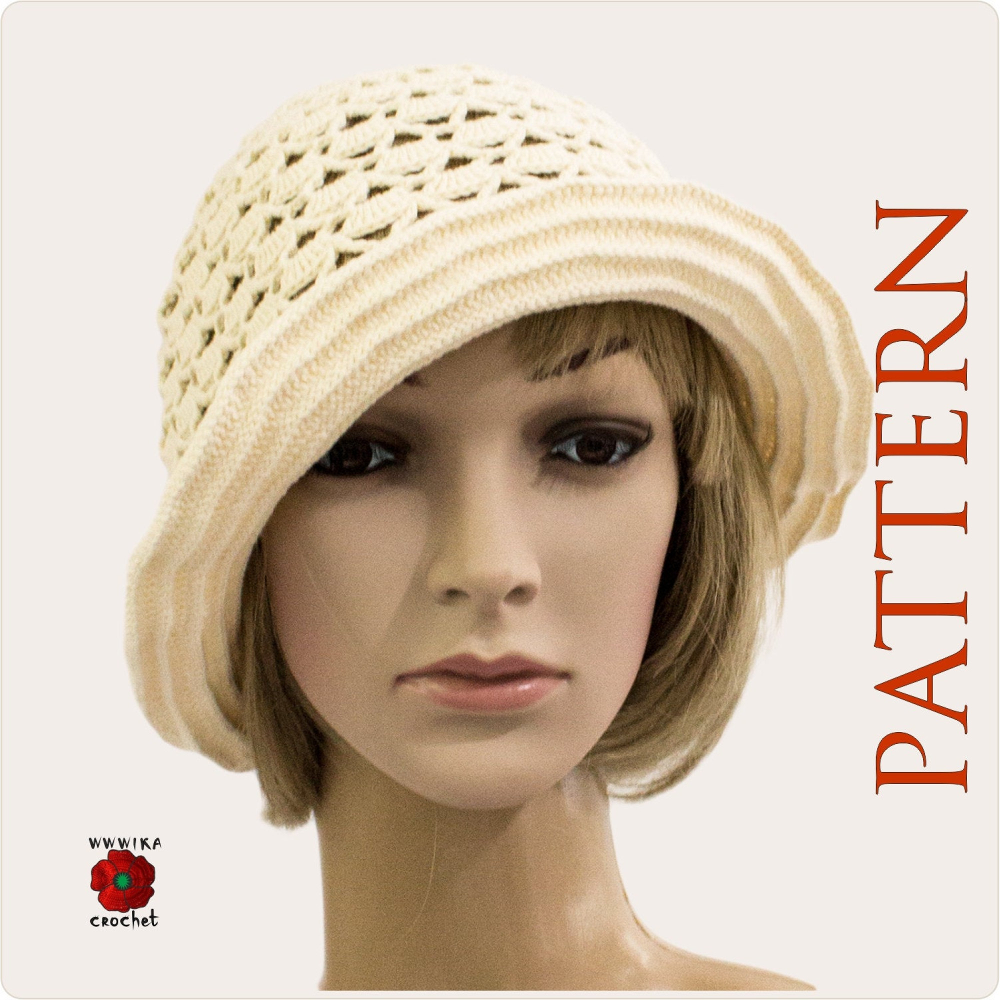 Crochet hat pattern for women, summer crochet flapper hat pattern, Eco ...