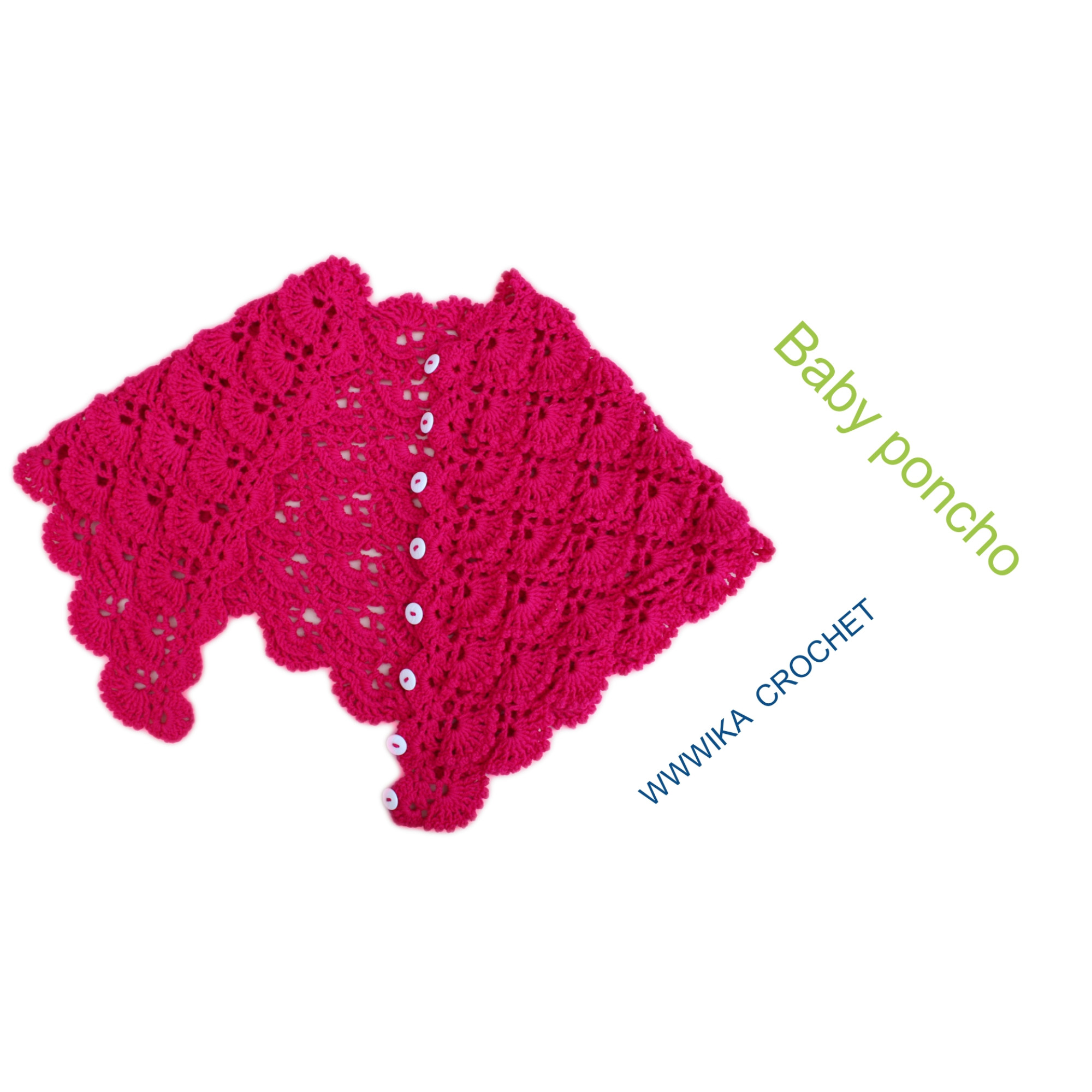 Magenta crochet baby poncho 3/4 years