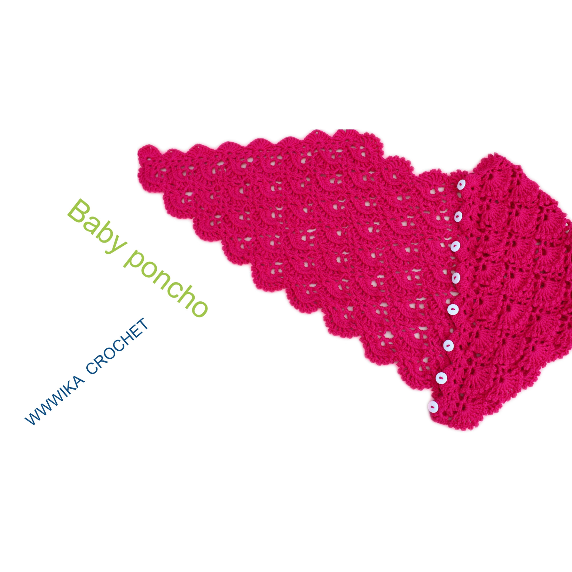 Magenta crochet baby poncho 3/4 years